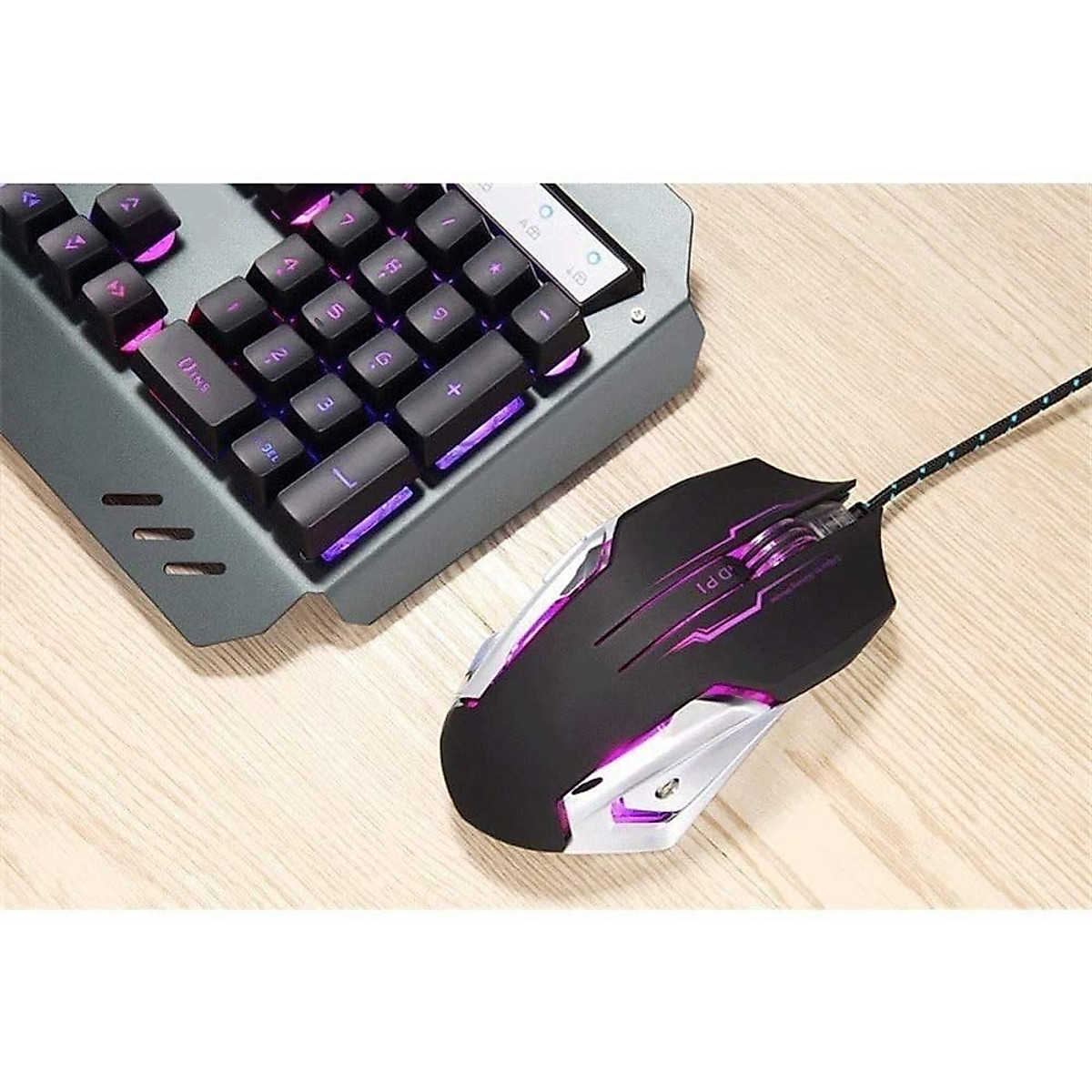 SMSOM Gaming Keyboard and Mouse Set, Mechanical Gaming Keyboard, RGB LED Backlit - 104 Keys, Wired USB Keyboards for PC Gamer Computer Desktop (Black)