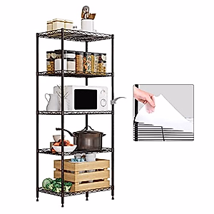 SsngygHme 5 Tier Storage Shelf Wire Shelving Unit Storage Rack Metal for Kitchen Organization, with Leveling Feet, Black (5 Tier)