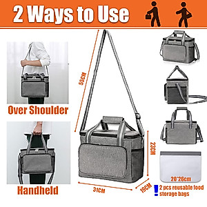 Large Lunch Bag for Women/Men,24-Can (15L) Insulated Lunch Box for Office Work Picnic Beach,Reusable Leak Proof Cooler Cooling Lunch Tote Bag with Adjustable Shoulder Strap (Grey)