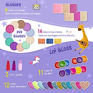 Tomons Kids Makeup Kit for Girl Real Washable Cosmetic Toy Beauty Set , Birthday Toys Gift for 3 4 5 6 7 8 9 10 Year Girls
