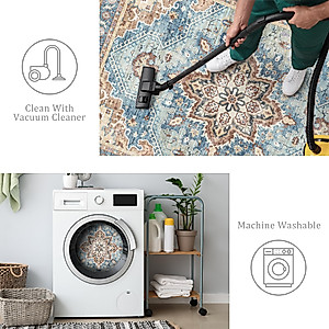 VOTOWN HOME Area Rug 6'x9' - Vintage Design Washable Living Room Rug with Non-Slip Rubber Backing, Non-Shedding, Faux Wool Vintage Boho Area Rug for Bedroom, Dining Room and Laundry Room