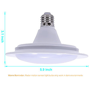 Radar Motion Sensor Light Bulbs, E26 Base, Non-Dimmable, 18W (150W equivalent) Dusk to Dawn Motion Activated LED Security Light for Hallway, Garage, Basement, Frontdoor, Balcony (Cool White, 1 Pcs)