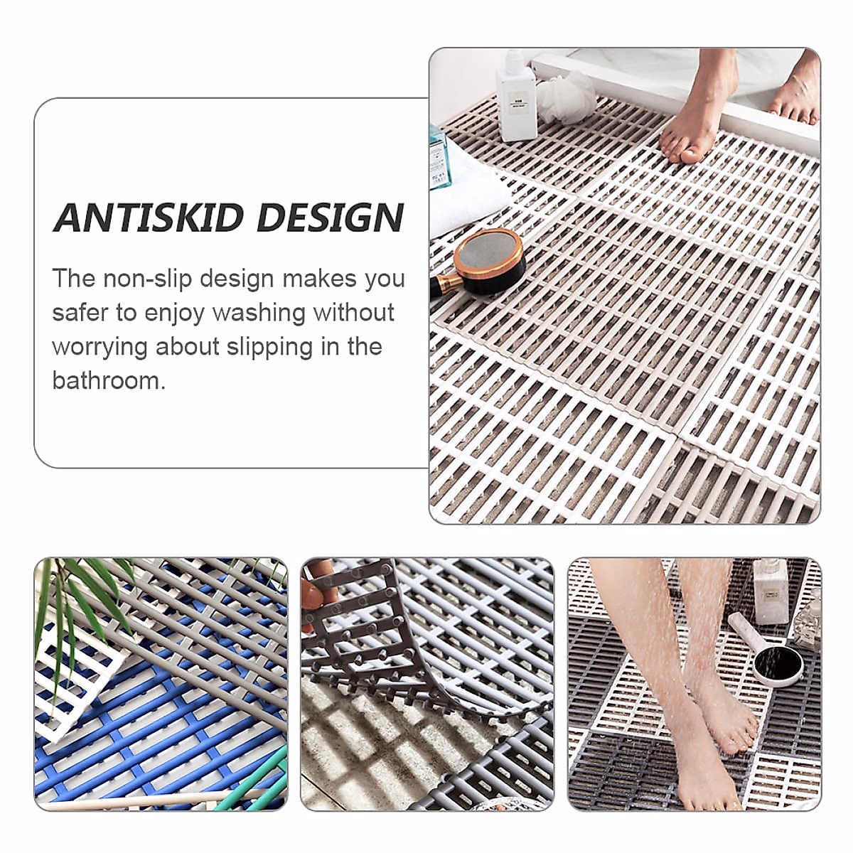 2pcs Carpet Waterproof Bath Mat Hydrophobic Floor Tile Mat PVC