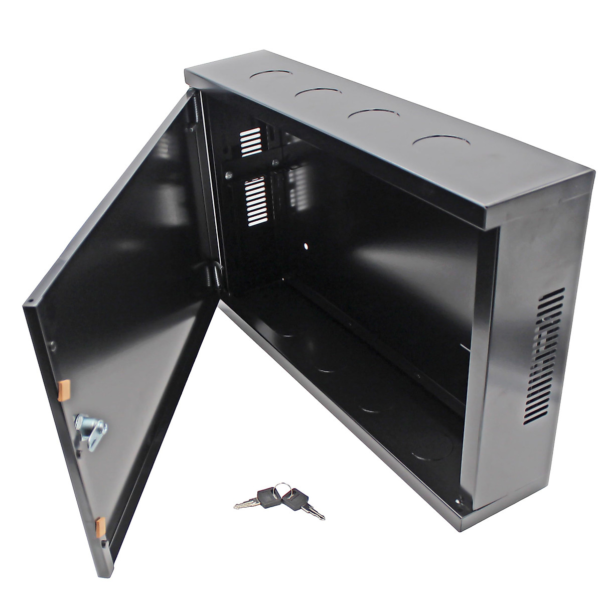 Electriduct 2U Wall Mount Rack Enclosure Network Cabinet Solid Door Black Powder Coated Steel with Lock