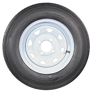 eCustomrim 2-Pack Trailer Tires On White Wheel Rims 530-12 5.30-12 5.30 x 12 Load Range C 4 Lug - 2 Year Warranty w/Free Roadside