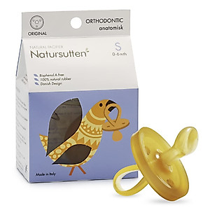 Natursutten Pacifiers 0-6 Months - 1-Pack Original Shield Orthodontic Nipple Natural Rubber Safe & Soft BPA-Free Pacifiers for Breastfeeding Babies - Newborn Pacifiers Made in Italy