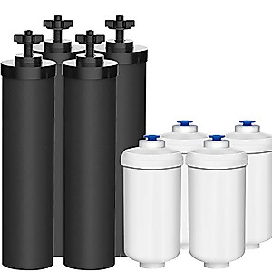 Water Filter Replacement for Berkey Water Filter, for Fluoride Filters & Black Filters - Includes 4 Black Filters and 4 Fluoride Filters, Compatible with Berkeyy Gravityy Filter System