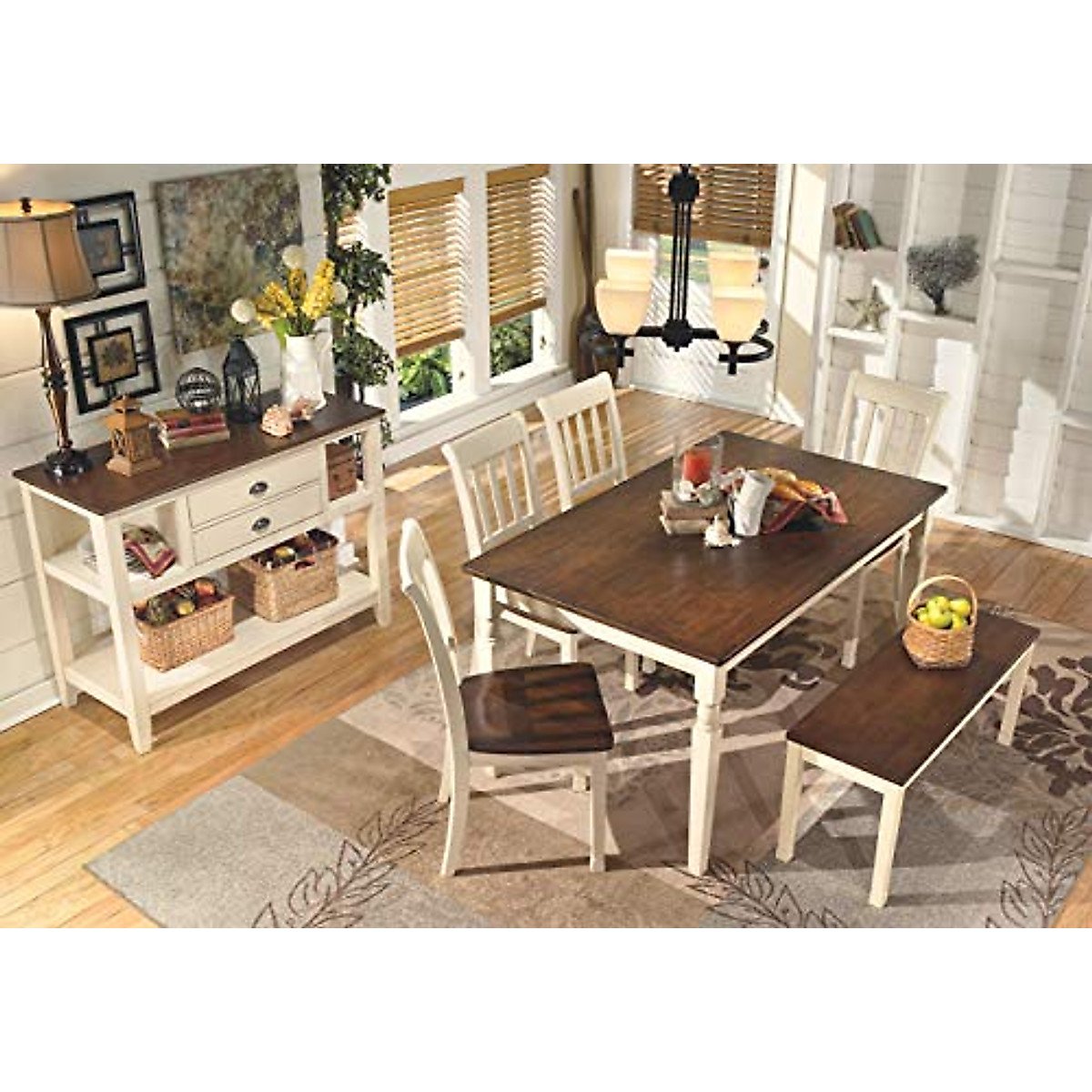 Signature Design by Ashley Whitesburg Cottage Dining Table, Seats up to 6, Brown & Antique White