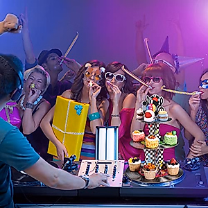 3 Tier 1950's Rock and Roll Music Party Decorations Record Cupcake Stand Vinyl Record Cupcake Holder Music Not Stop Dessert Tower for 50s Retro Theme Music Party Supplies