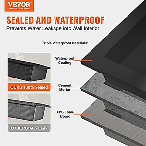 VEVOR Shower Niche Ready for Tile 16" x 24", Double Shelf Organizer, Square Corners Wall-inserted Niche Recessed, Sealed Protection Modern Soap Storage Niche for Shower Bathroom, Black