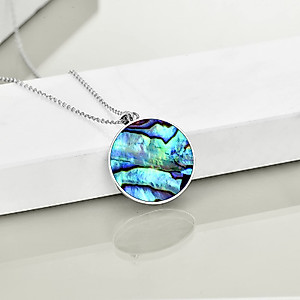 LUHE Dragon Necklace for Women Gifts Jewelry Sterling Silver Abalone Shell Irish Celtic Knot Dragon Pendant Necklace