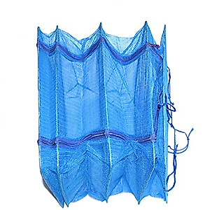 N/A 3-Layer Folding Drying Fishing Net Net Fish Vegetable Drying Rack Vegetable Drying Net Crab PE Rack Hanging Net (Color : Blue, Size : 40x40x65cm)