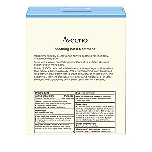 Aveeno Soothing Bath Treatment with 100% Natural Colloidal Oatmeal for Treatment & Relief of Dry, Itchy, Irritated Skin Due to Poison Ivy, Eczema, Sunburn, Rash, Insect Bites & Hives, 8 ct.