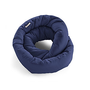 Huzi Infinity Pillow Mini - Kids Travel Neck Pillow - Machine Washable - Home Travel Flight Road Car Train Trips (Navy)