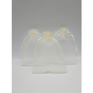 Ankirol 100pcs Sheer Organza Favor Bags 5x7'' for Wedding Bags Samples Display Drawstring Pouches (Champagne)