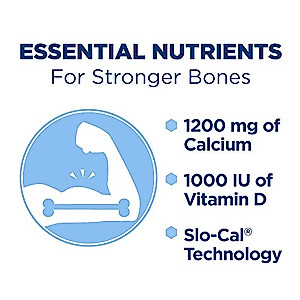 CITRACAL Slow Release 1200, 1200 mg Calcium Citrate and Calcium Carbonate Blend with 1000 IU Vitamin D3, Bone Health Supplement for Adults, Once Daily Caplets, 185 Count