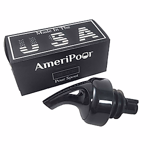 AmeriPour - Black - Speed Pours for Liquor Bottles – Made 100% In USA - With Collar - Also a Great Home Kitchen Olive Oil Dispenser Spout for Wine, Spirits, Syrups, and Vinegar. Large Cork