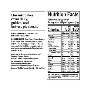 King Arthur Flour Gluten Free Pie Crust Mix, Packaging May Vary, 14 Oz