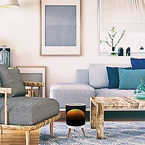 Small Trash Can with Lid 80s sunset retro neon 90s poster electro sun space vintage grid sunset Waste Bin with Wood Legs Press Cover Wastebasket Round Garbage Bin for Kitchen Bathroom Bedroom Office