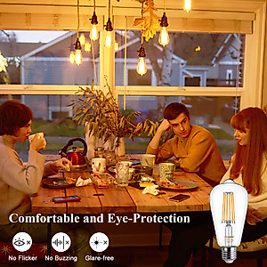 DiCUNO ST64 Edison LED Bulb 60W Equivalent, 6W, Warm White 2700K, Dimmable Vintage LED Light Bulbs, 700LM E26 Medium Base with Clear Glass for Dining Room, Kitchen Lighting,Pack of 6