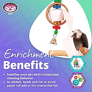 Super Bird Creations SB628 Tape Dispenser Bird Toy, Large Bird SIze, 14" x 5"