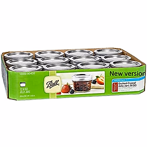 Ball 4-Ounce Quilted Crystal Jelly Regular Mouth Jars with Lids and Bands, Set of 12(New version)