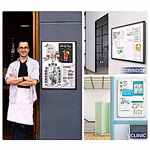 Swansea Enclosed Notice Board Magnetic Bulletin Boards for Office,Black Frame,with Locking Door 26x20inch(4XA4）