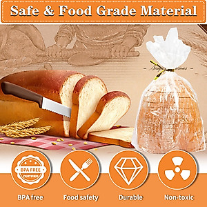 Bread Bags For Homemade Bread, 55 Pack Clear Bread Bags And 100 Ties, Reusable Bread Loaf Bags, Plastic Bread Bags For Home Bakers And Bakery Owners