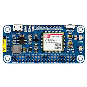 NB-IoT/Cat-M(eMTC)/GNSS HAT for Raspberry Pi 4B/3B+/3B/2B/B+/A+/Zero/Zero W Based on SIM7080G,Globally Applicable,Onboard USB Interface and Voltage Translator SIM Card Slot Support ONLY 1.8V SIM Card