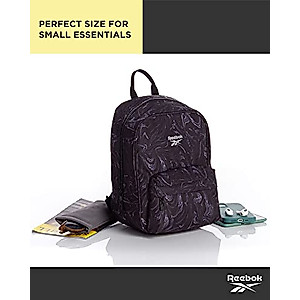 Reebok Women's Backpack - Heritage Lightweight Mini Shoulder Purse - Travel Gym Bag, Black Abstract