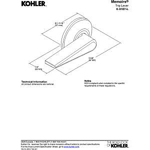 KOHLER 9167-L-BL Memoirs Trip Lever, Matte Black