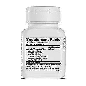OmegaXL Joint Support Supplement - Natural Muscle Support, Green Lipped Mussel Oil, Soft Gel Pills, Drug-Free, 60 Count + HeartXL 30 Count, High Potency Omega-7 Blend