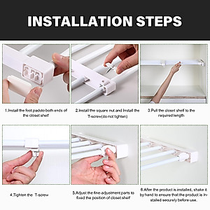 Geetery 4 Pcs Closet Tension Shelf Metal Expandable Closet Shelf Dividers Adjustable DIY Shelf Separators in Closet Tension Rod Storage Rack for Cabinet Kitchen Wardrobe (19.7''-31.5'' X 9.45'')