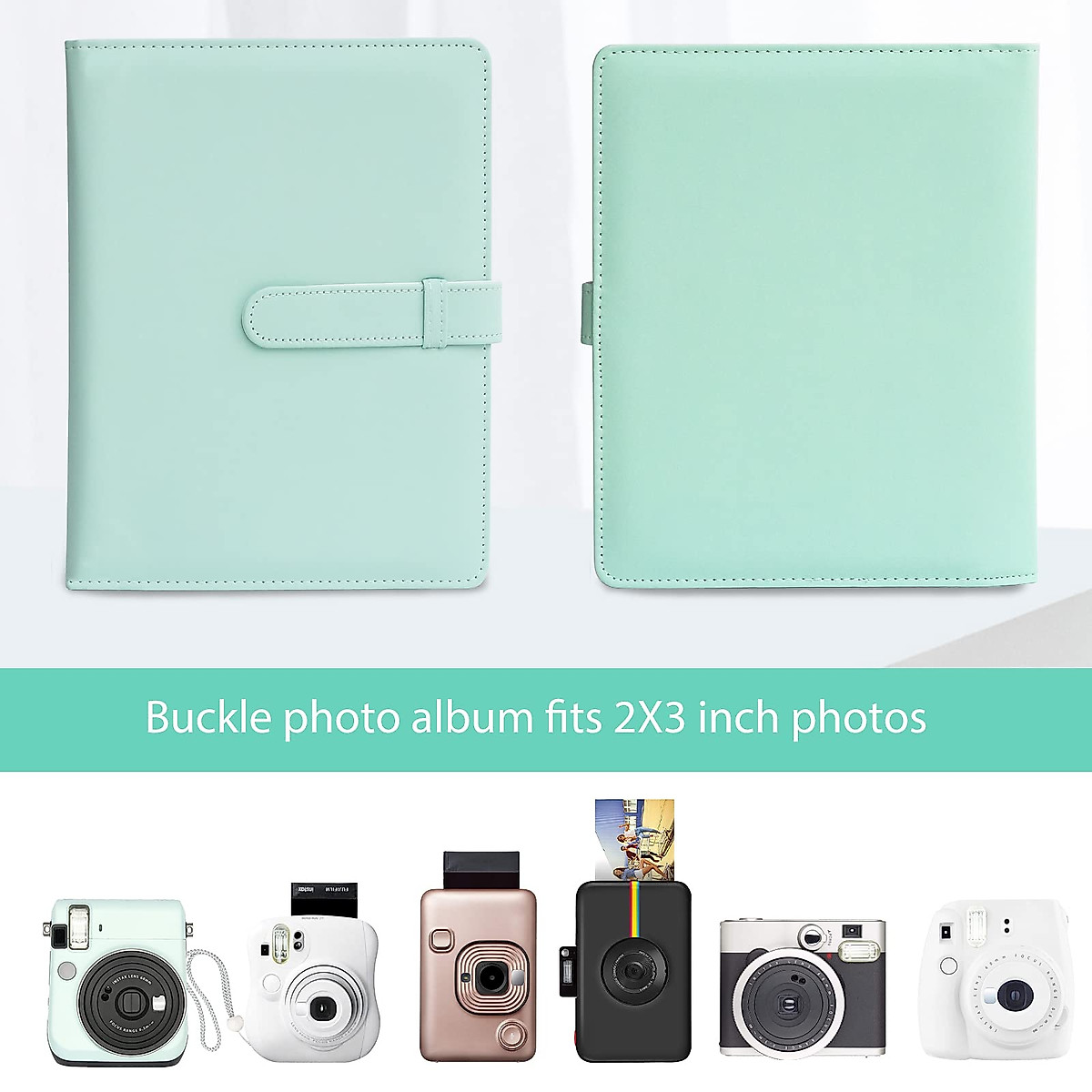 256 Pockets Photo Album for Fujifilm Instax Mini LiPlay 11 9 8+ 8 7S Instant Camera/Mini Link SP-1 Printer, Polaroid Snap SnapTouch PIC-300 Z2300 Mint Zip Instant Camera Printer (Mint)