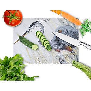 Caroline's Treasures JMK1017LCB Blue Heron Frog hunting Glass Cutting Board Large Decorative Tempered Glass Kitchen Cutting and Serving Board Large Size Chopping Board