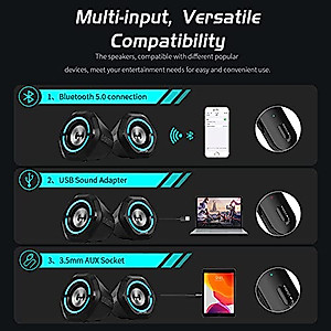 Edifier G1000 USB Computer Speakers,USB-Powered Bluetooth 5.3 PC Gaming Speakers for Desktop Computer Laptop and Mobile Phone USB 3.5mm Aux Bluetooth Input RGB Lights Black