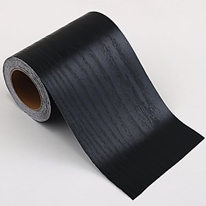 Coengwui Peel and Stick Wallpaper Border Mirror Edging Tape Sticker for Bathroom Kitchen Table Decoration (Wood Grain Black, 32.8ft x 3.9in)