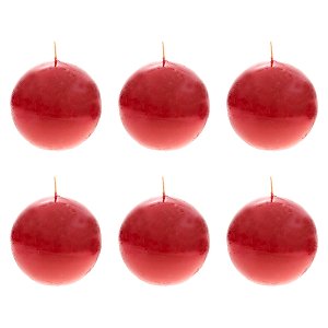 Mega Candles 6 pcs Unscented Red Round Ball Candle, Hand Poured Premium Wax Candles 3 Inch x 3 Inch, Home Décor, Wedding Receptions, Baby Showers, Birthdays, Celebrations, Party Favors & More
