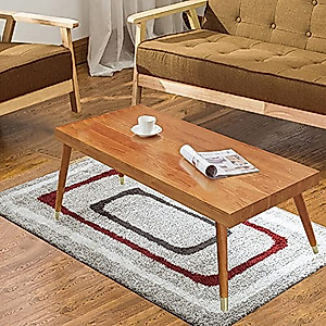 Table Legs 16 inch Wood Furniture Legs with Metal Edge for Coffee Table End Table Mid-Century Modern Style Tapered Round DIY Furniture Legs Accessories Included, Walnut