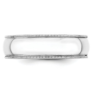 Solid 14k White Gold 6 mm Lightweight Milgrain Wedding Band Ring Size 11