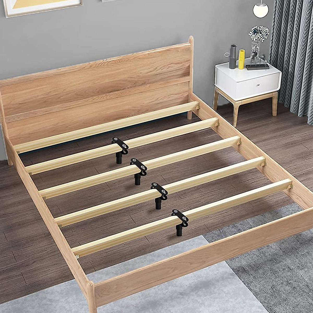 Skuehod Metal Adjustable Bed Legs Replacement Set of 4,Center Support Legs for Steel Bed Frame Slat Support (7"-13")