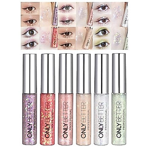 ONLYBETTER Liquid Glitter Eyeshadow Set, Long Lasting, Quick-Drying Sparkling Eye Shadow, Waterproof Liquid Eye Shadow, Creates High-Impact Liquid Eye Glitter