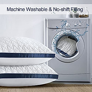 Slybear King Size Pillows Set of 2 - Cooling Hotel Luxury Bed Pillows for Sleeping 2 Pack, Supportive Breathable Down Alternative Gusseted Pillow for Side Stomach or Back Sleepers