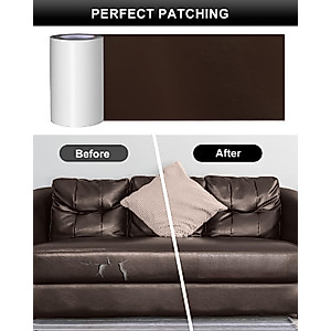 Numola Leather Repair Patch 4×60 inch Strong Adhesive Repair Tape, Anti Scratch Stick On Patch for Couch, Sofas, Car Seat, DIY Upholstery, Handbags, Jackets(Dark Brown)