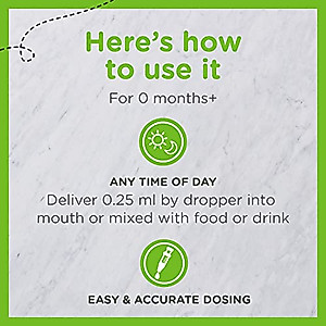 Zarbee's Vitamin D Drops for Infants, 400IU (10mcg) Baby & Toddler Liquid Supplement, Newborn & Up, Dropper Syringe Included, 0.47 Fl Oz