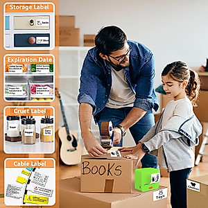 Lemketan Label Maker Machine with Tape, Mini Portable Bluetooth Thermal Printer, 2 Inch Label Printer for Small Business Barcode Storage Mailing Office Home with Auto Scan Identification