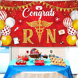 KatchOn, Congrats RN Graduation Banner - Large 72x44 Inch | Red Congrats Nurse Banner, Nurse Graduation Decorations | RN Graduation Party Decorations, Nursing Graduation Decorations Class Of 2024