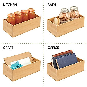 mDesign Bamboo Wood Organizer Storage Bin Box for Kitchen, Pantry, and Drawer Organization; Holder for Snacks, Juice Boxes, Utensils, Tea, Coffee - Echo Collection - 8 Pack - Natural