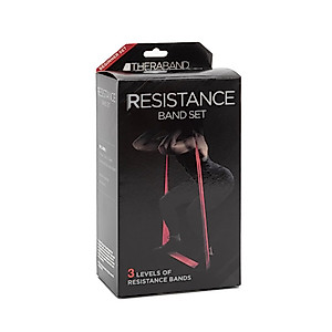 THERABAND Resistance Bands Set, Professional Elastic Band For Upper & Lower Body Exercise, Strength Training without Weights, Physical Therapy, Pilates, Rehab, Yellow & Red & Green, Beginner