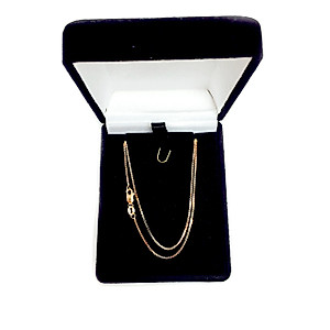 Jewelry Affairs 14k Rose Solid Real Gold Mirror Box Chain Necklace, 0.8mm, 24"